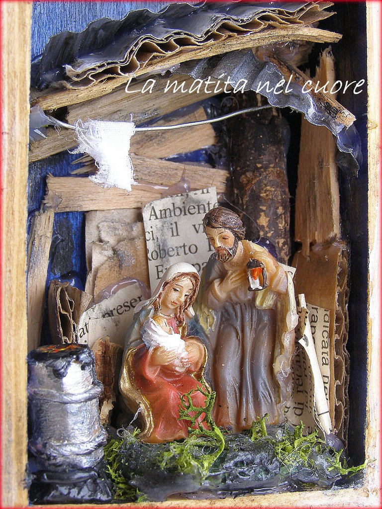 Presepe moderno Periferia di Città fatto a mano in scatola di legno ...