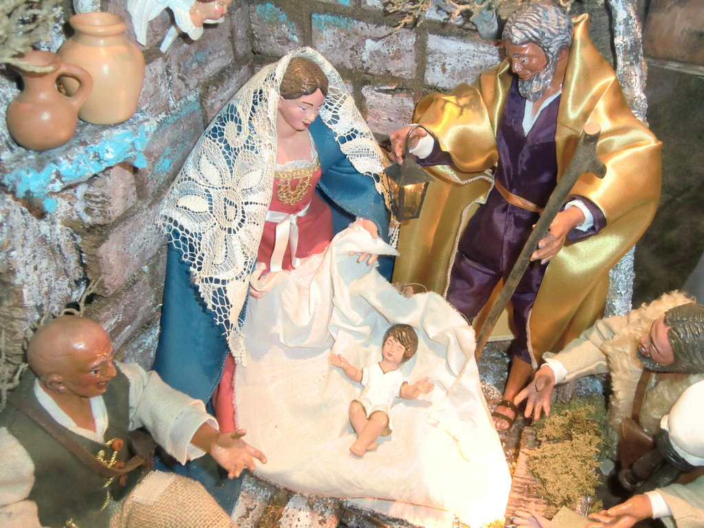 Presepe stupendo stile napoletano con statue in terracotta alte cir ...