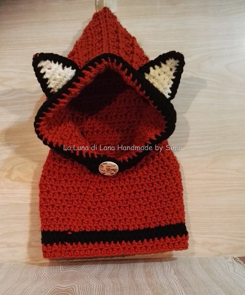 Cappuccio uncinetto con scaldacollo a forma di volpina per bambino ...