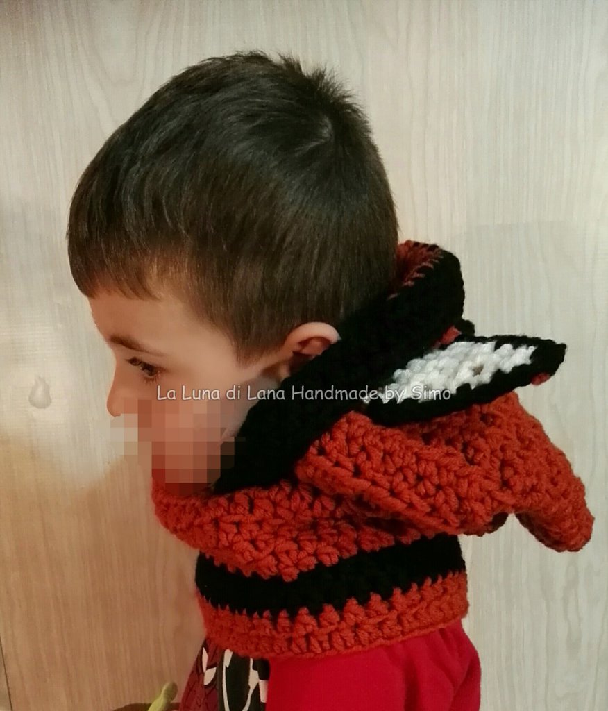 Cappuccio uncinetto con scaldacollo a forma di volpina per bambino ...