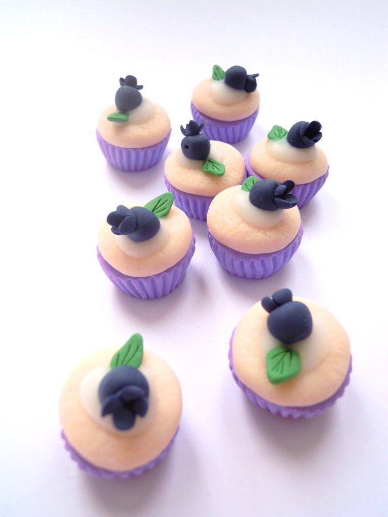 CUPCAKE in fimo con mirtilli - Feste - Bomboniere - di Epouse Moi | su ...