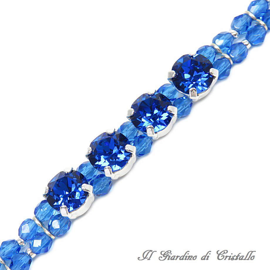 Bracciale blu Capri cristalli Swarovski e mezzi cristalli elegante ...