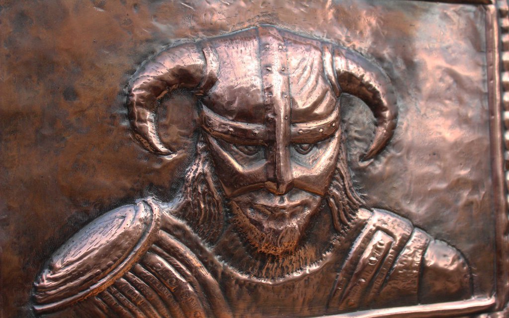 quadro vichingo guerriero barbaro fantasy in rame cesellato a mano ...