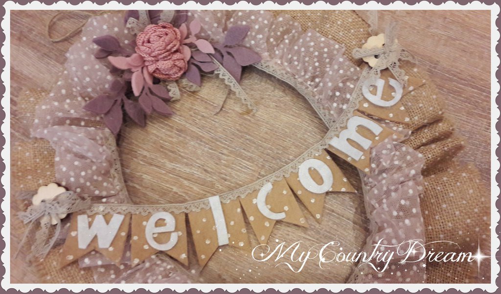 Ghirlanda Shabby chic "Welcome" - Materiali - Materiali fatti a man ...