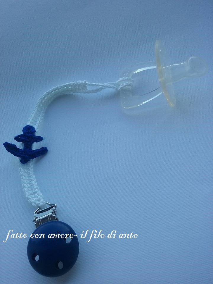 Catenella porta ciuccio con ancora blu - Bambini - Accessori bebè ...