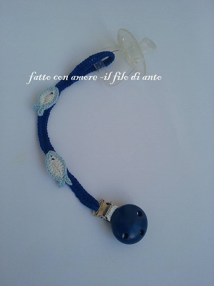 catenella porta ciuccio blu con pesciolini - Bambini - Accessori be ...